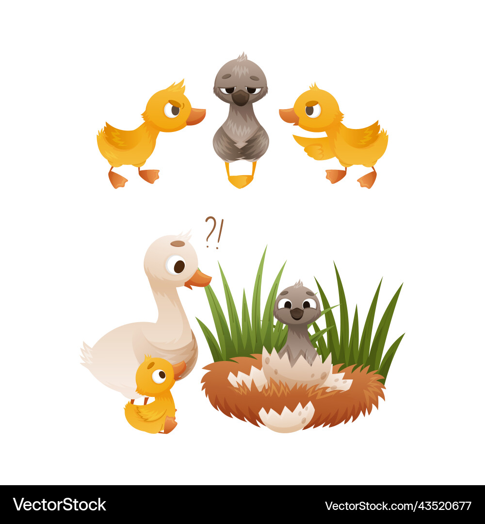 Graue hässliche Enten schraffiert aus der Eischale