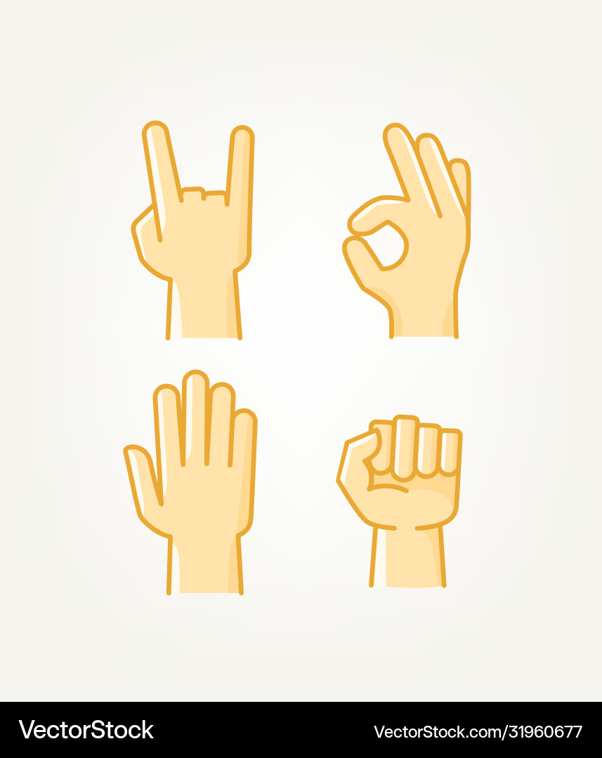 Hand Geste Comic-Stil Icons Set Lizenzfreies Vektorbild