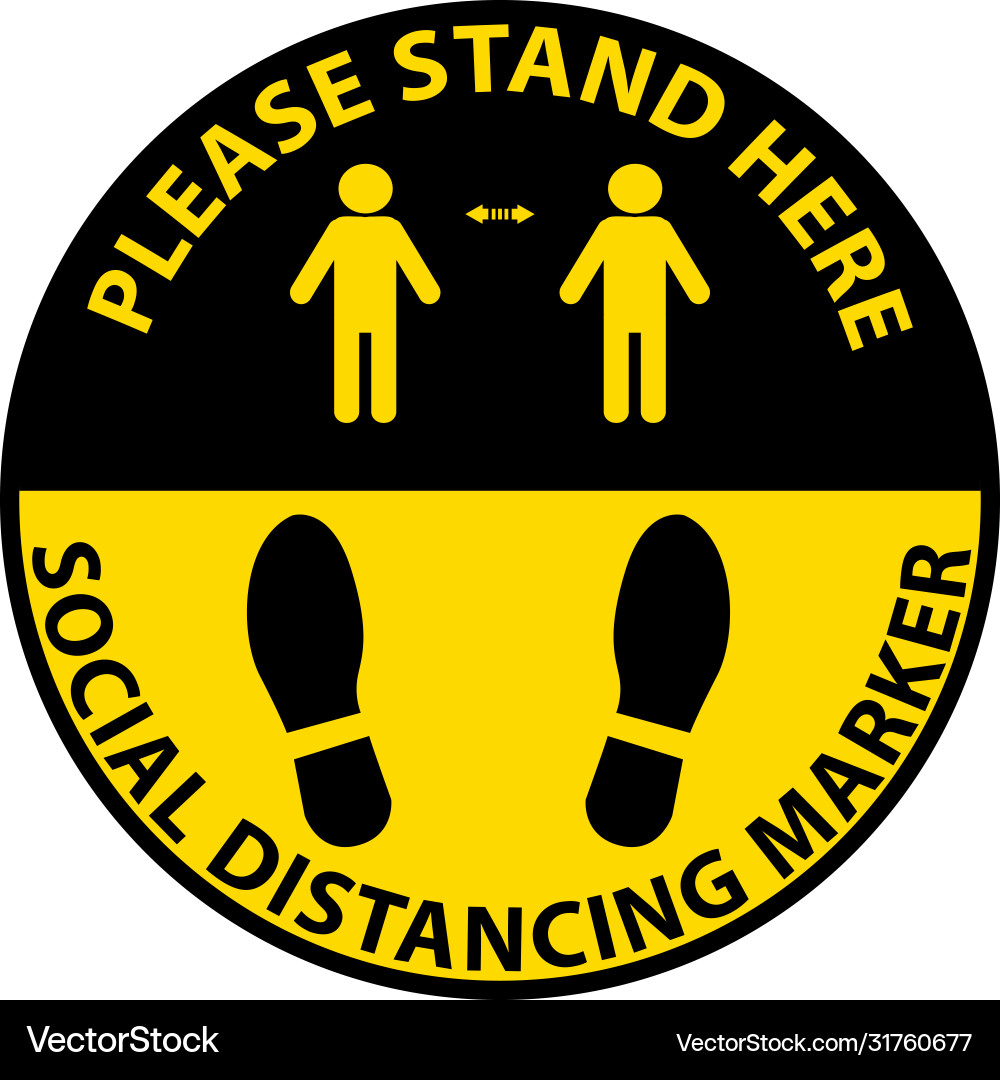 Stehen Sie hier Social Disancing Markpictogramicon