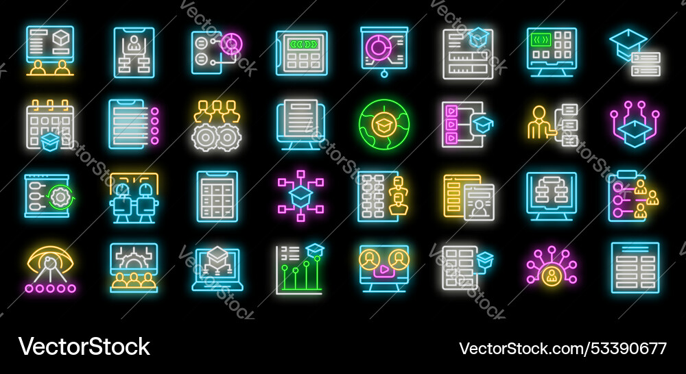 Students and teachers using learning management Vector Image