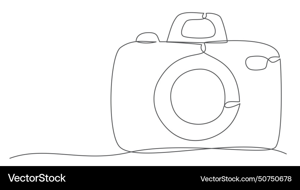 Camera one line drawing isolated on white Vector Image