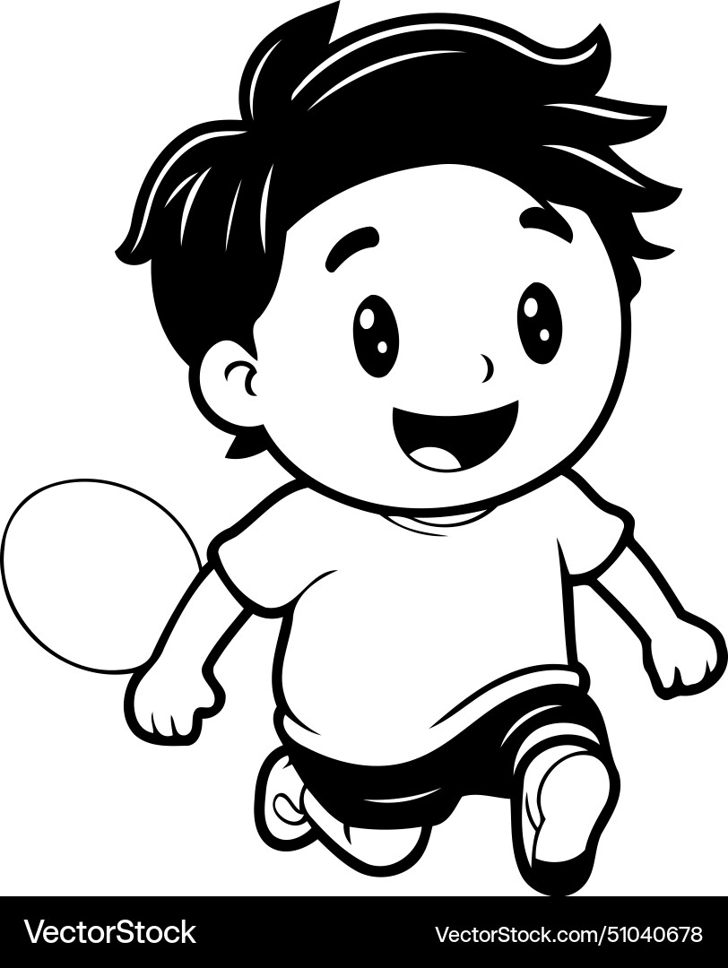 Cartoon boy running with ball Royalty Free Vector Image
