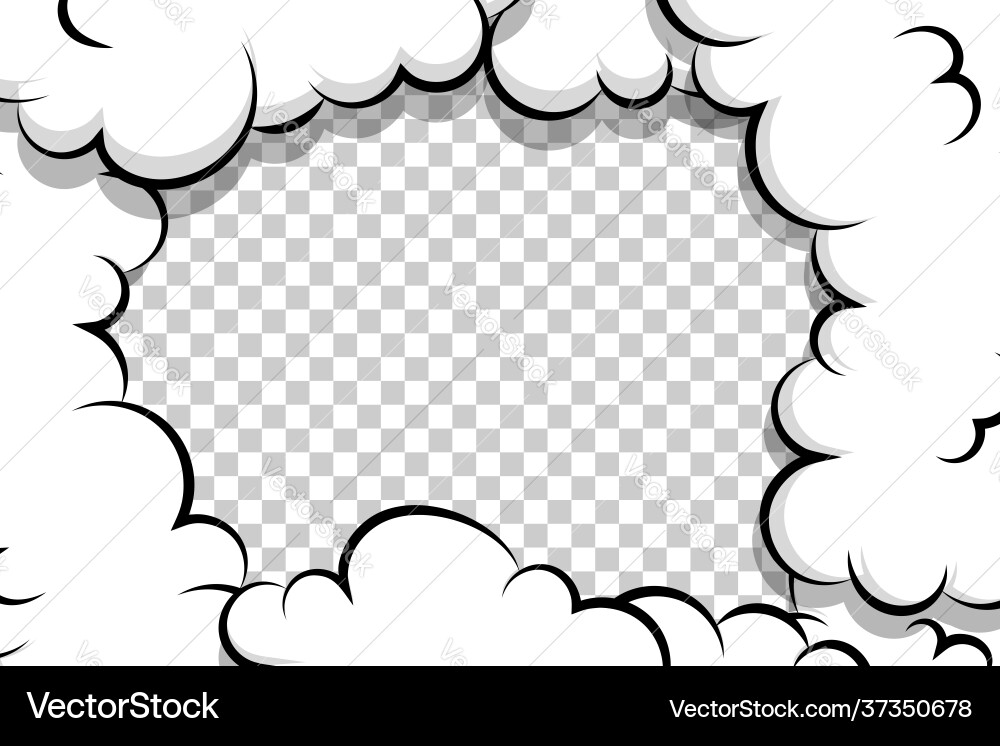 Cartoon puff cloud template on transparent Vector Image