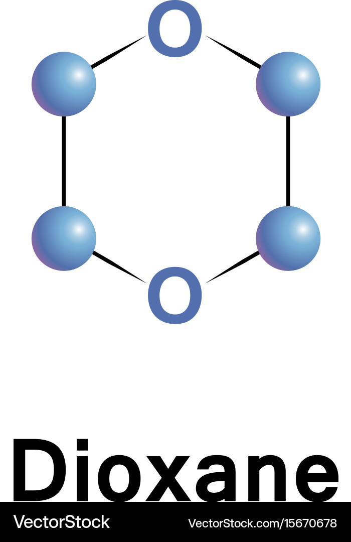 Dioxane is a heterocyclic organic Royalty Free Vector Image