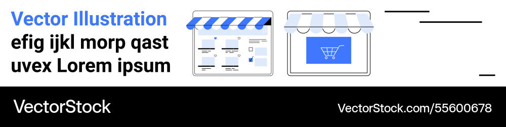 E-Commerce Website Layout und Storefront Design Vektorbild