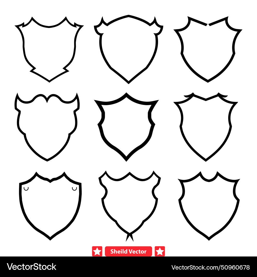 Fortress emblem stronghold shield silhouette Vector Image