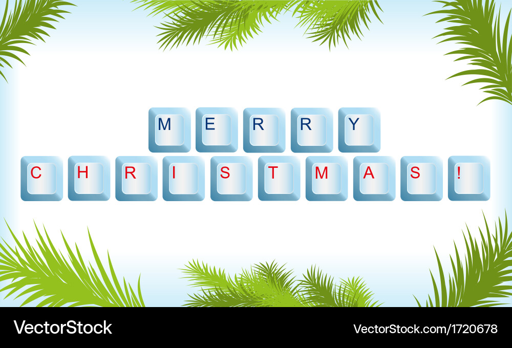 Keyboard with christmas tree frame Royalty Free Vector Image