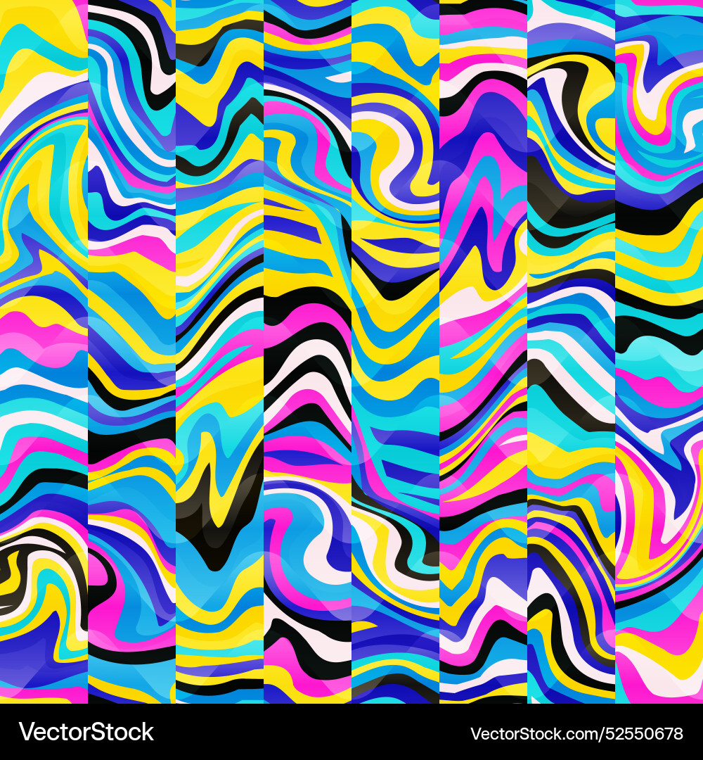 Multicolor liquid lines geometric seamless pattern