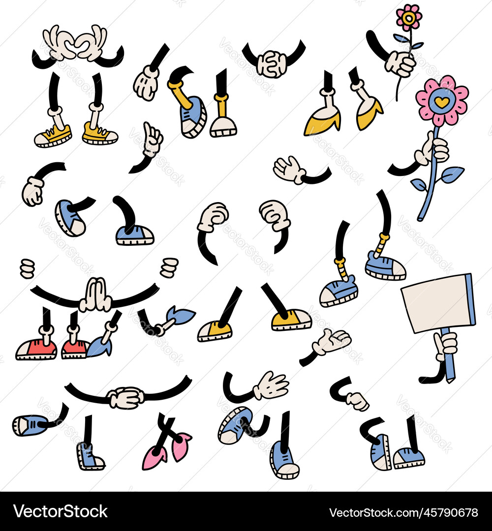 Retro Cartoon Character Poses Royalty Free Vector Image