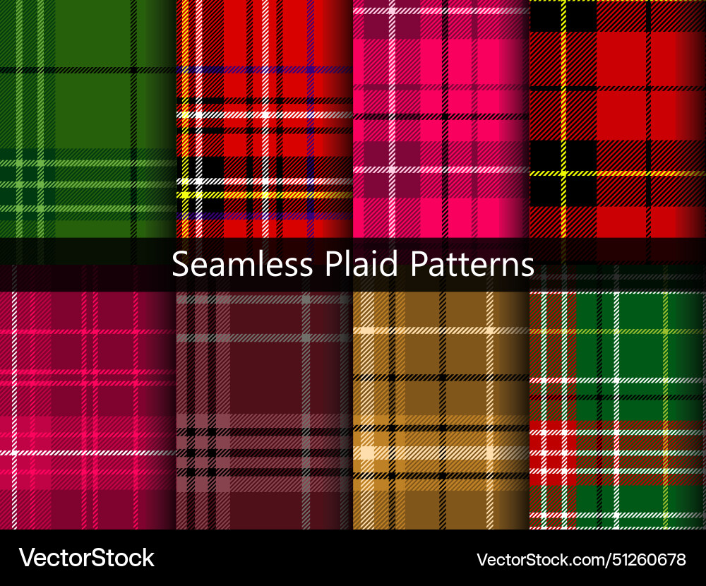 Seamless plaid patterns for fabrics and textile Vector Image
