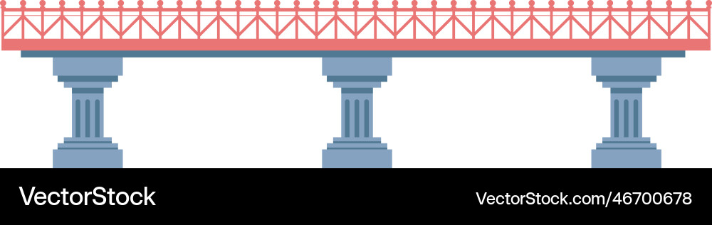 Simple bridge with pillars base and railing Vector Image