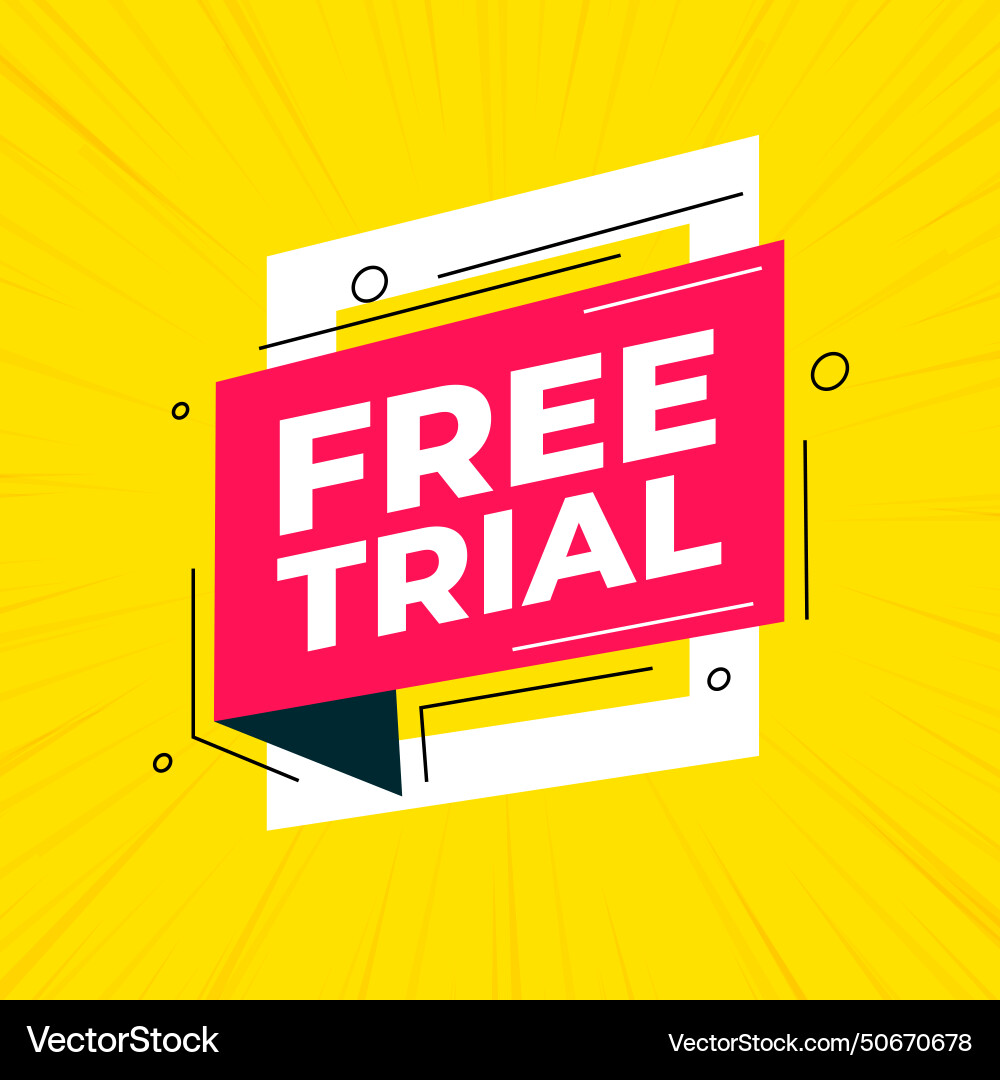 Trendy free trial yellow background sign Vector Image