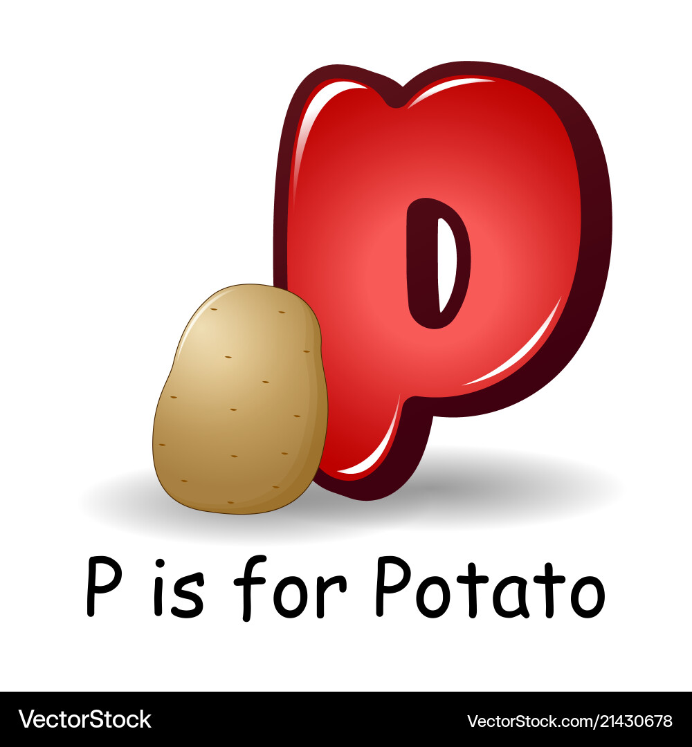 Vegetables alphabet p is for potatoes Royalty Free Vector