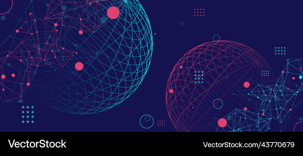 Abstract sphere background with plexus effect 3d Vector Image