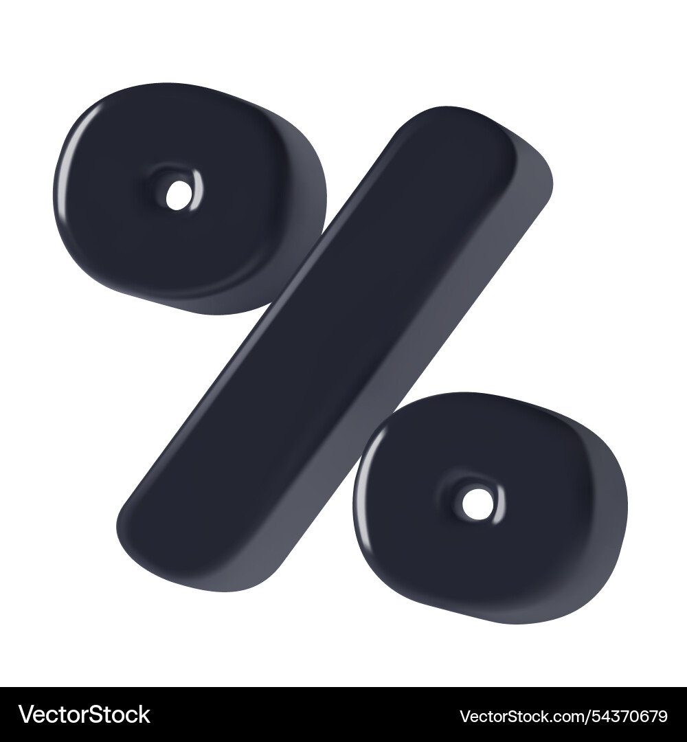 Black percentage sign 3d icon isolated Royalty Free Vector