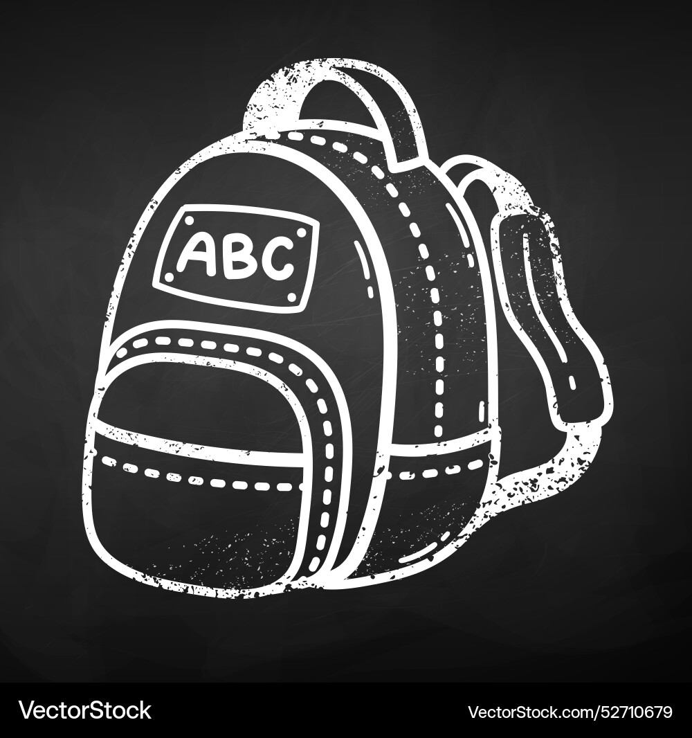 Chalk drawn of school bag Royalty Free Vector Image
