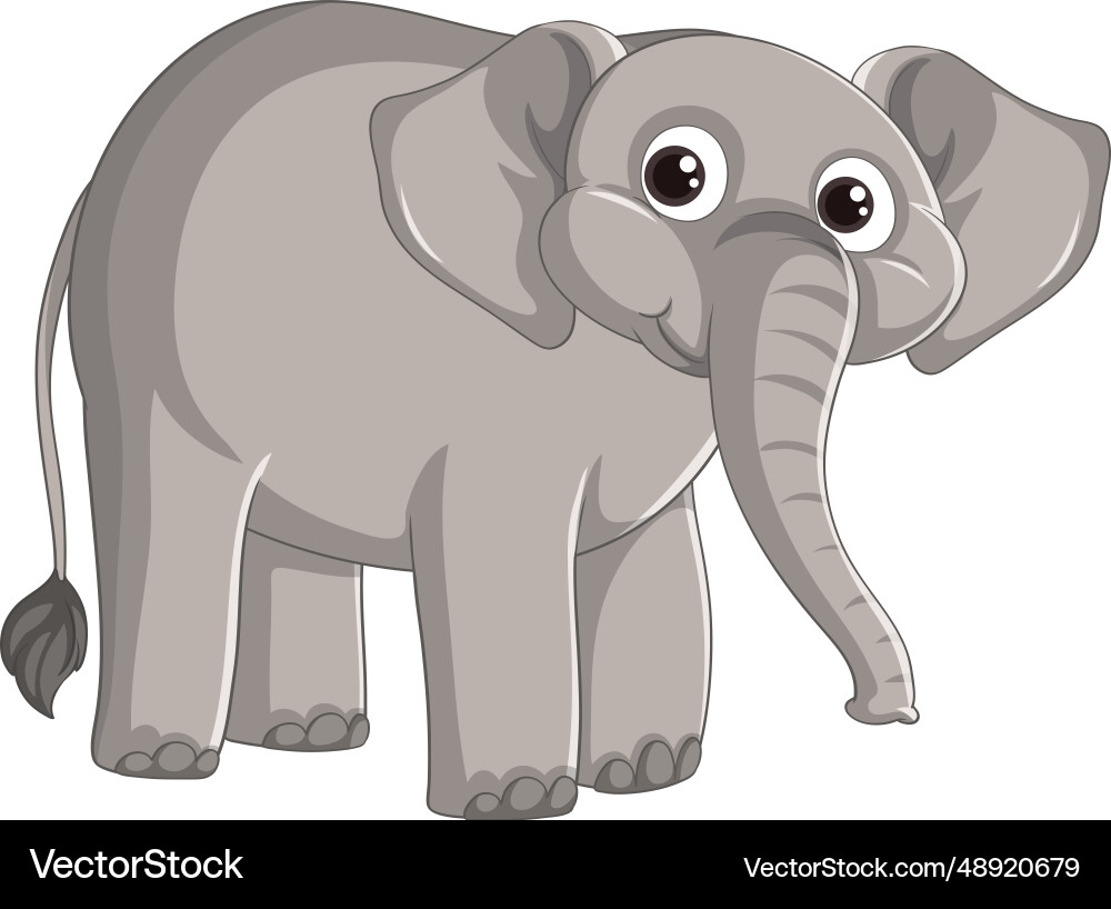 Elephant cartoon character standing on white Vector Image