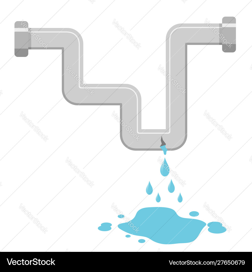 Flat leaking pipe concept Royalty Free Vector Image