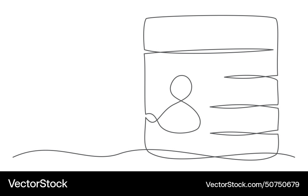 Id card one line drawing isolated on white Vector Image