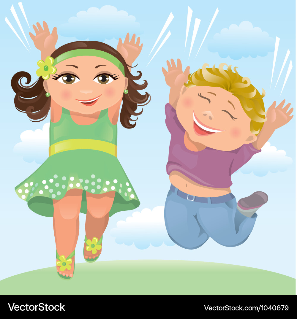 Jumping children Royalty Free Vector Image - VectorStock