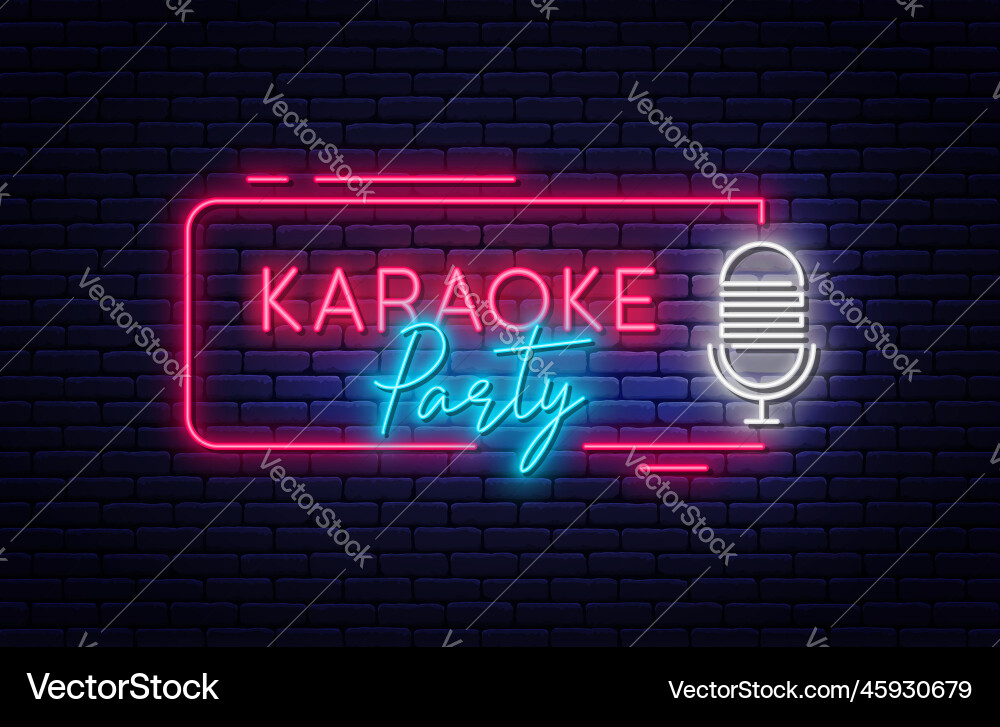 Neon Karaoke Party Signboard Royalty Free Vector Image