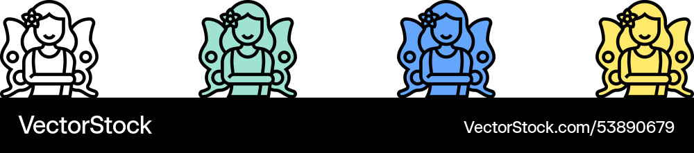 Nymph butterfly icon outline green blue Royalty Free Vector