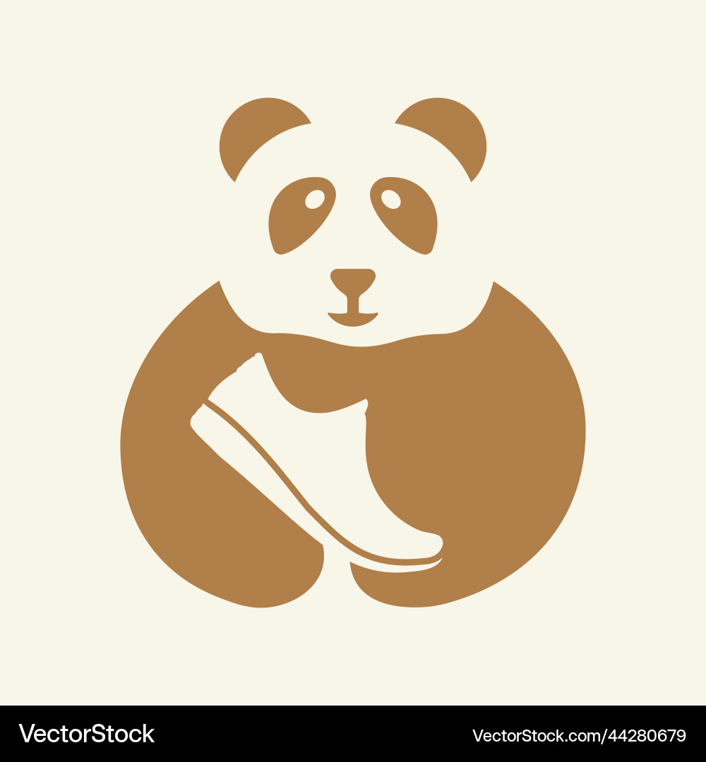Panda shoe logo negative space concept template Vector Image