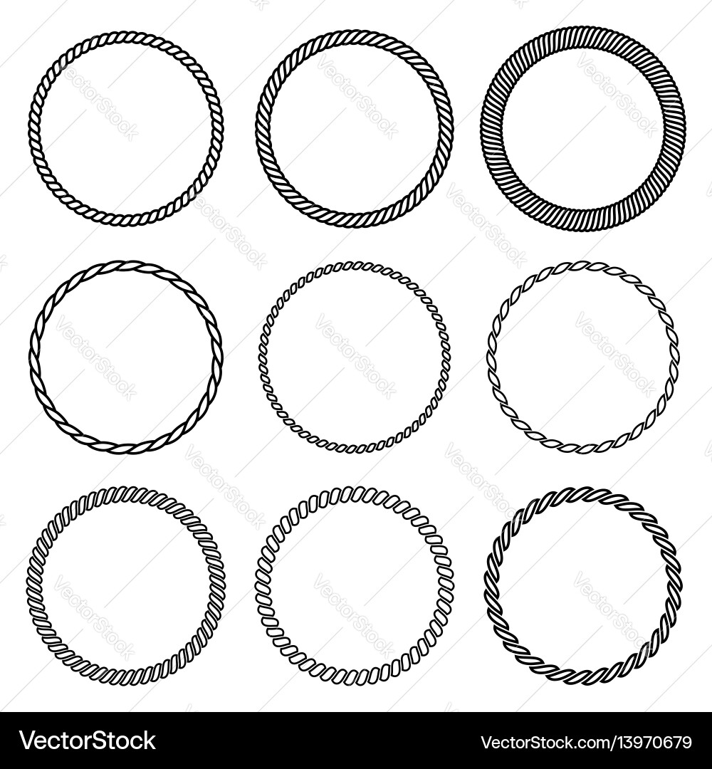 Round Rope Frame Collection Royalty Free Vector Image