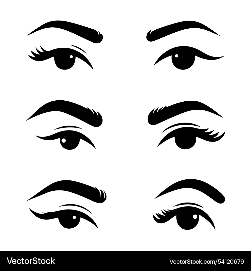 Stylish eyebrow set silhouette design Royalty Free Vector