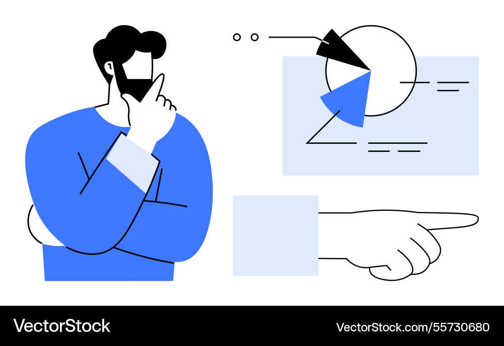 Analytical thinking featuring man with pie chart Vector Image