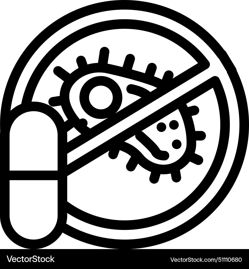 Antibiotics medicines pharmacy line icon Vector Image
