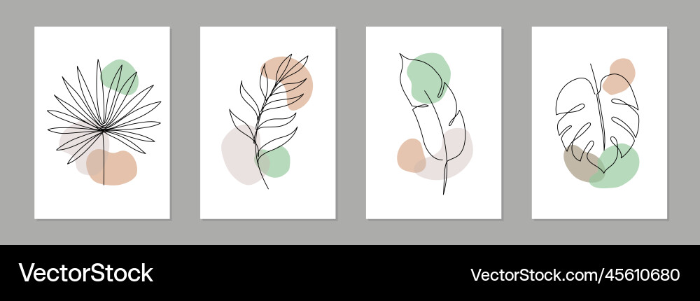 Boho Leaf Line Art Royalty Free Vector Image - VectorStock