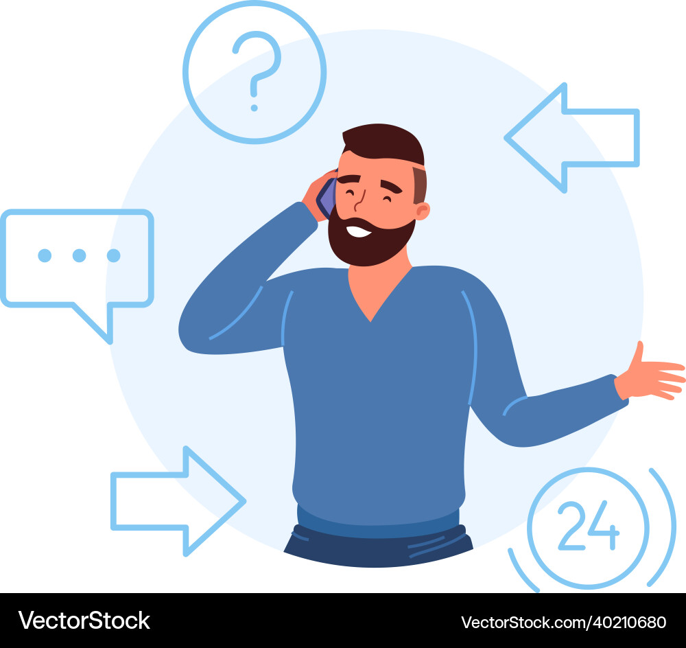 Customer talking phone man calling in client Vector Image