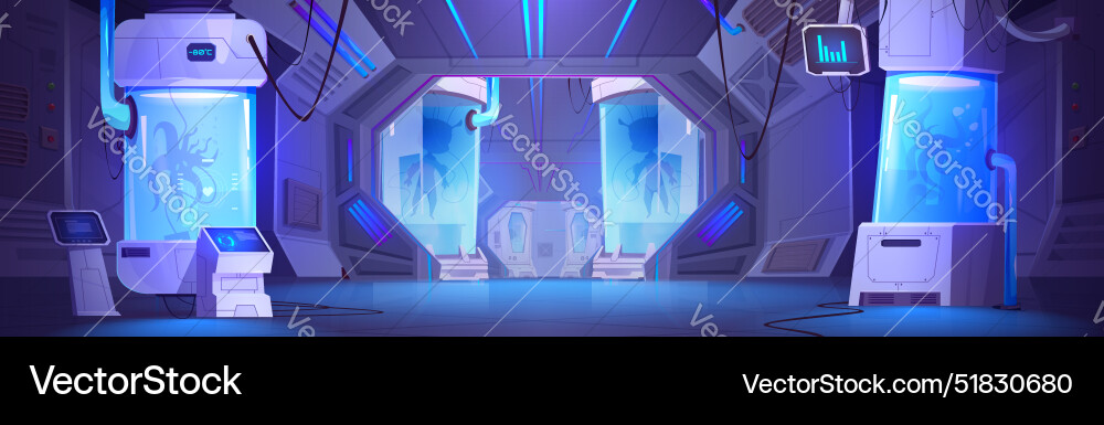 Futuristic science lab with space aliens Vector Image