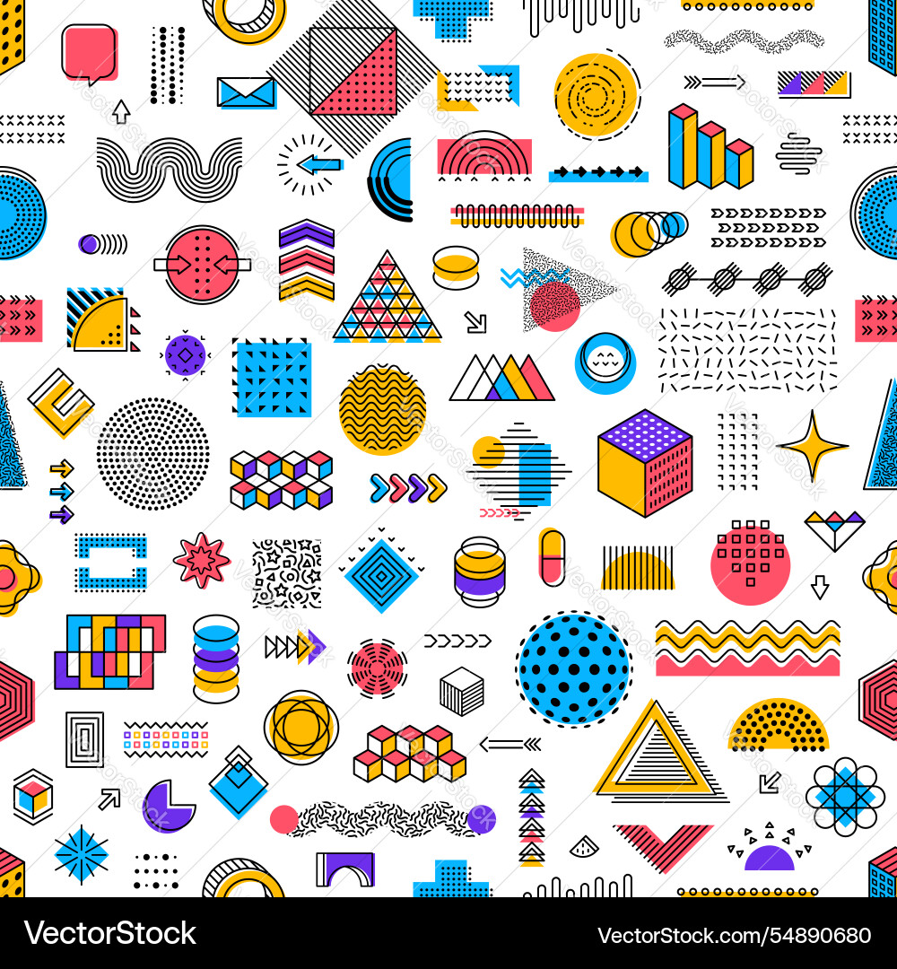 Geometric modern memphis elements seamless pattern