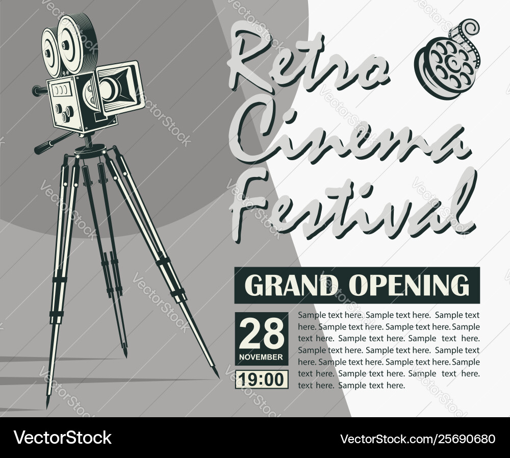 Movie camera poster Royalty Free Vector Image - VectorStock