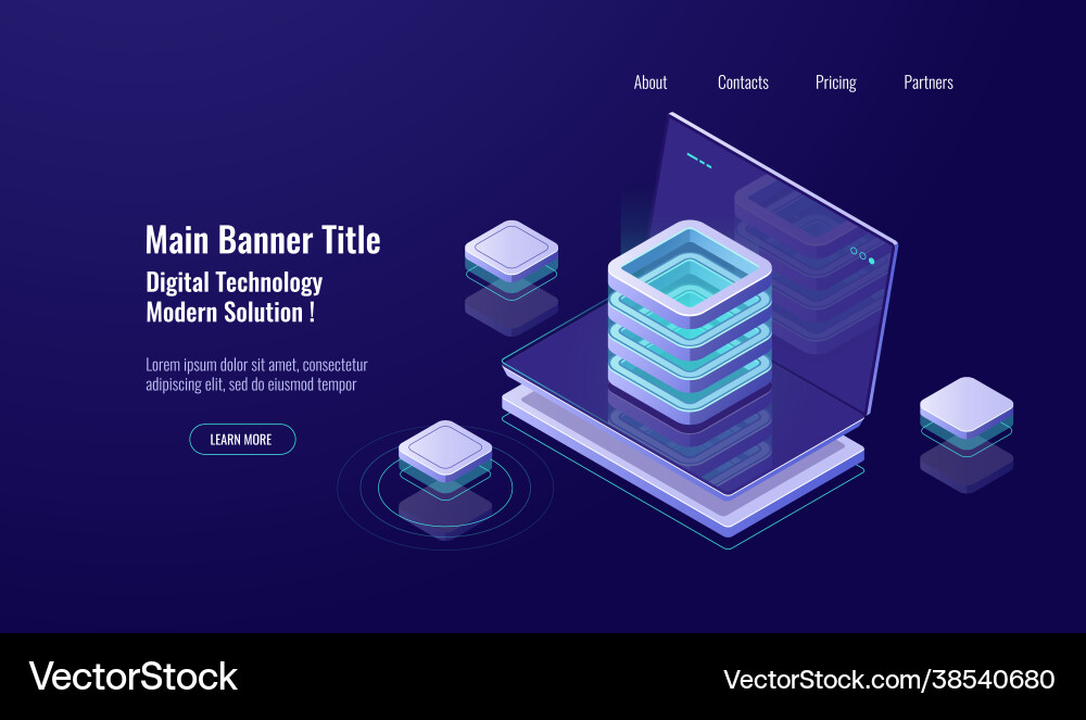Server room cloud storage isometric icon database Vector Image