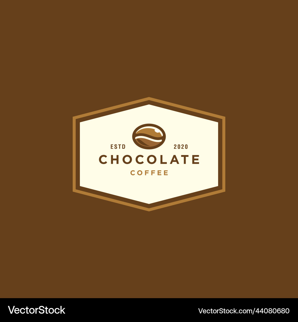 Simple badge logo coffee with chocolate bean Vector Image