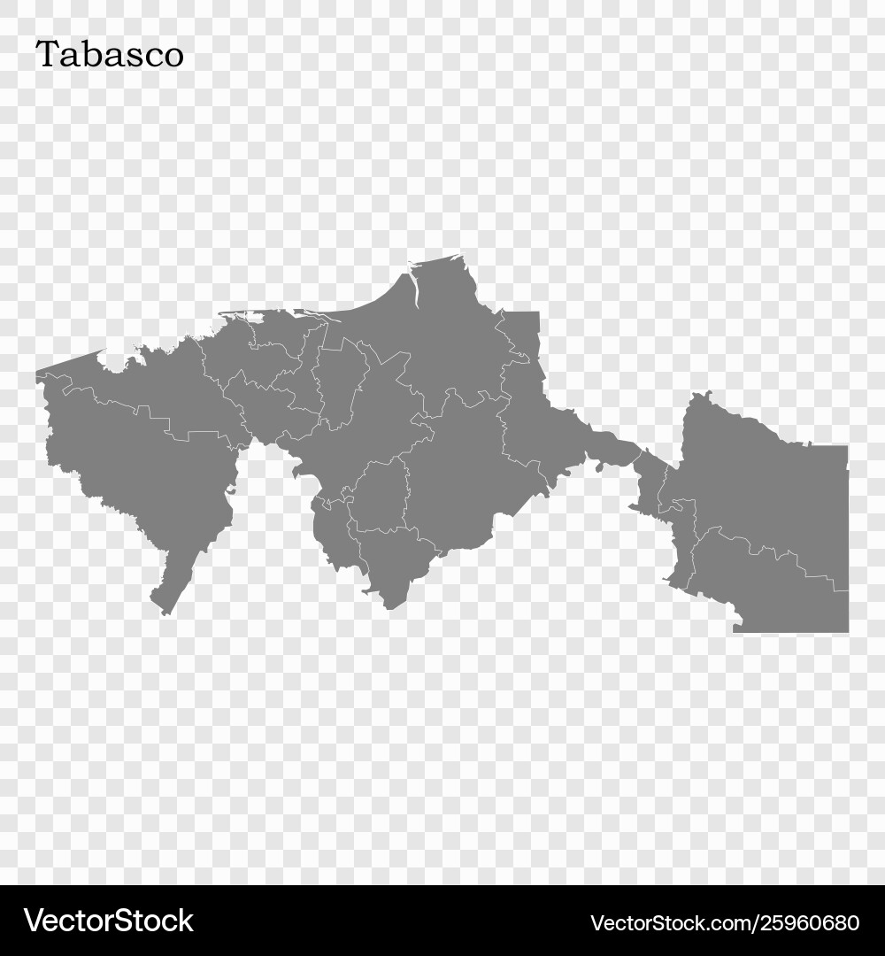 Tabasco State Map Mexico Royalty Free Vector Image