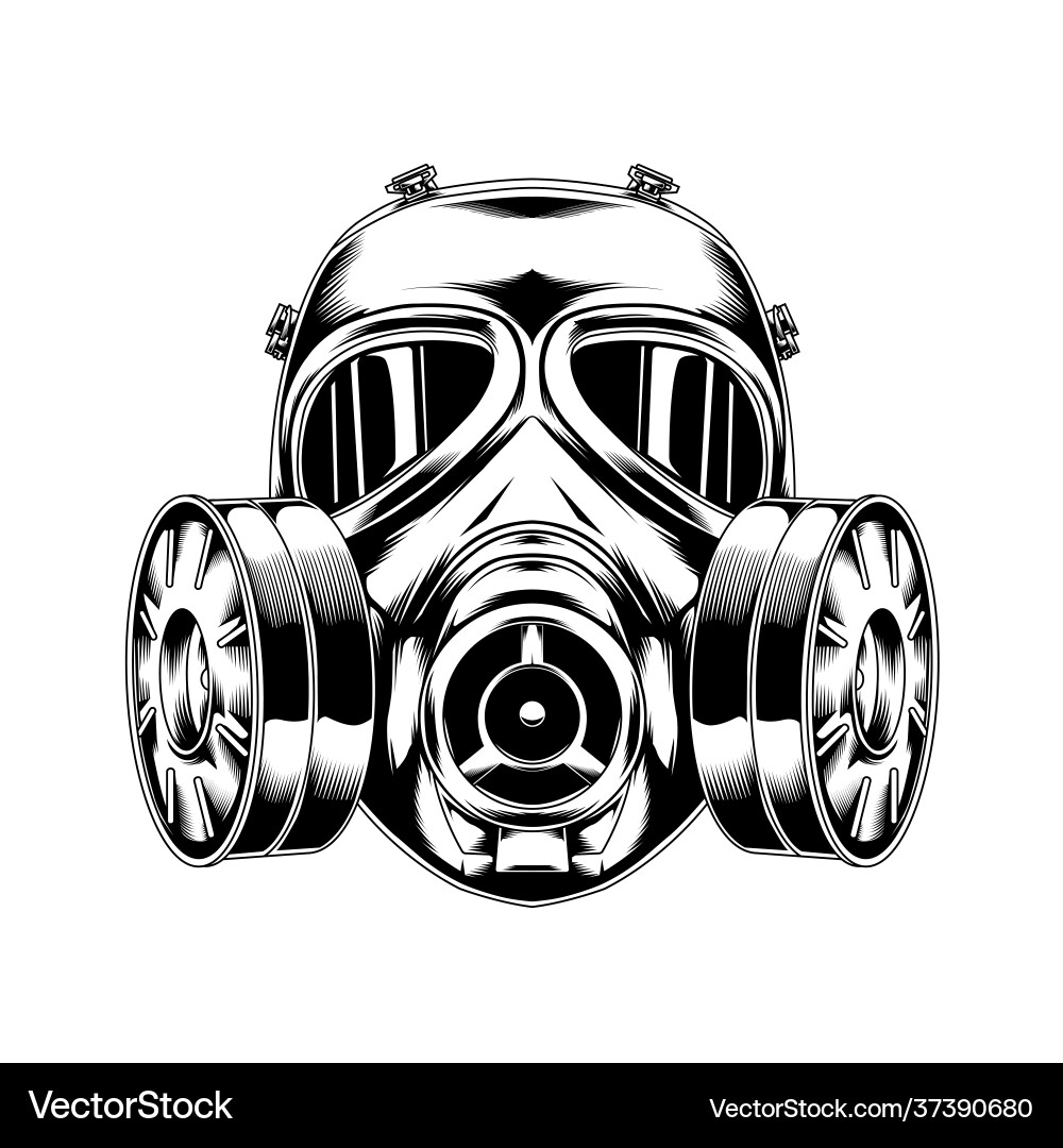Tactical Gas Mask - Black & White Royalty Free Vector