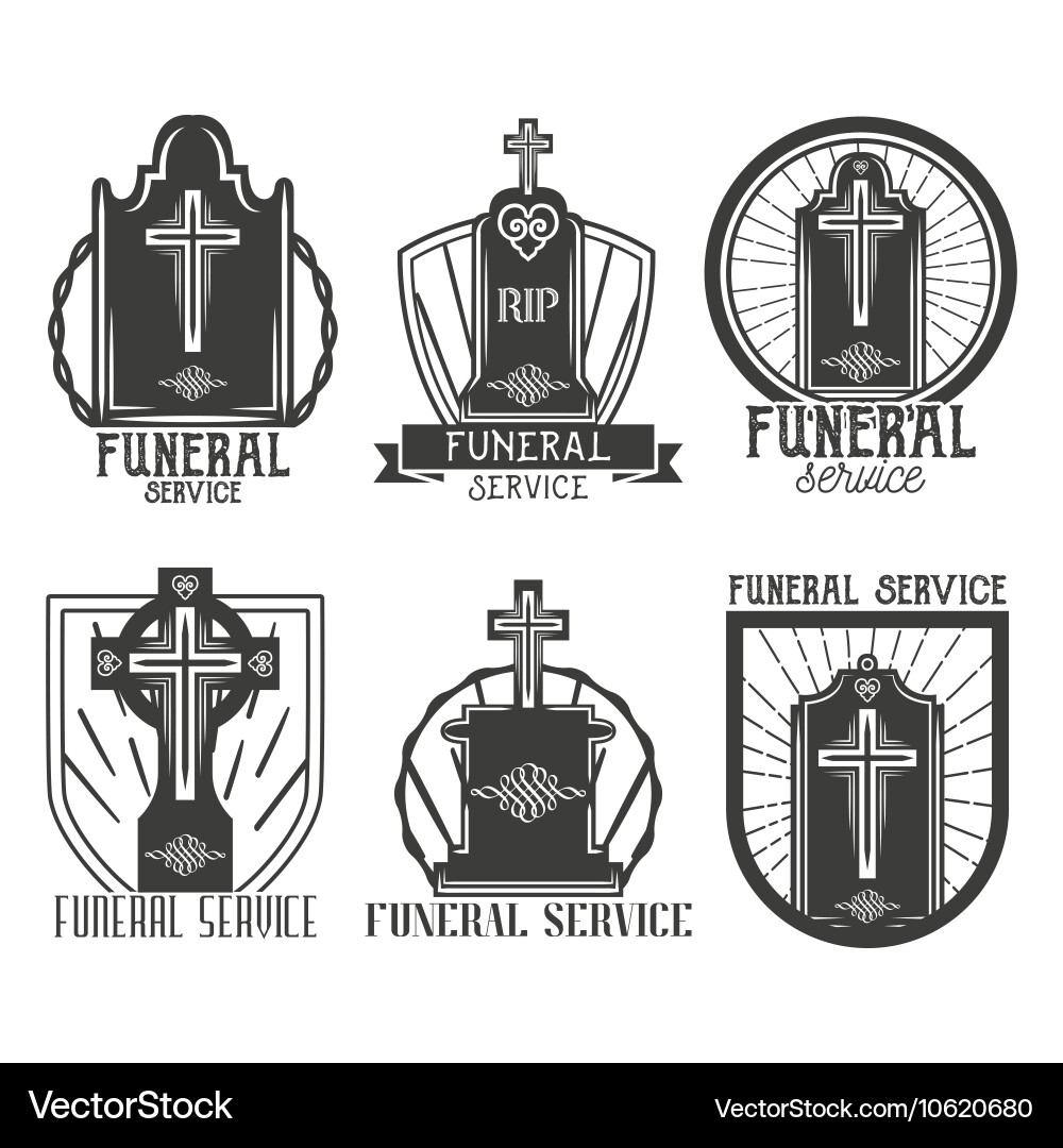 Vintage Funeral Service Badges & Emblems Vector Image