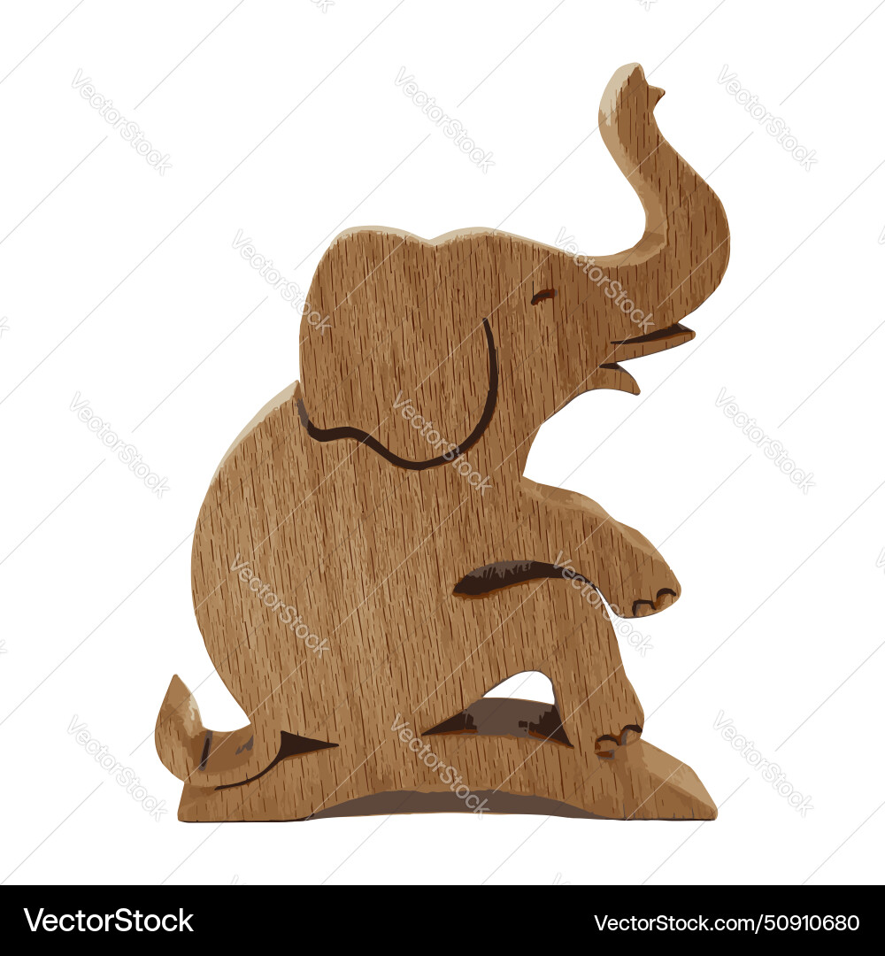 Wooden Elephant Sitting Royalty Free Vector Image