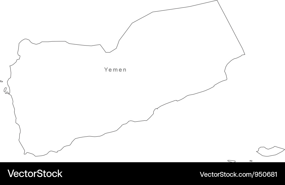 Black white yemen outline map Royalty Free Vector Image