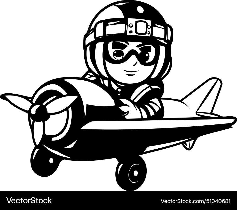 Cute pilot with airplane cartoon isolated Vector Image