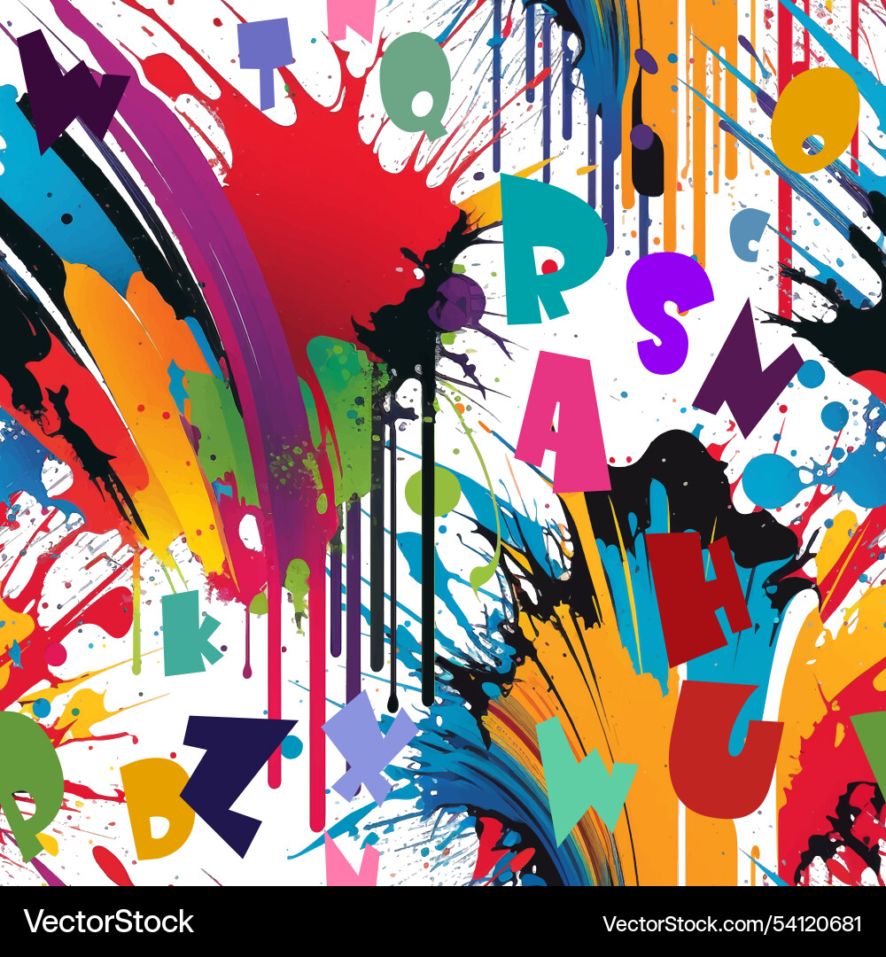 Graffiti style bright colorful paint letters Vector Image