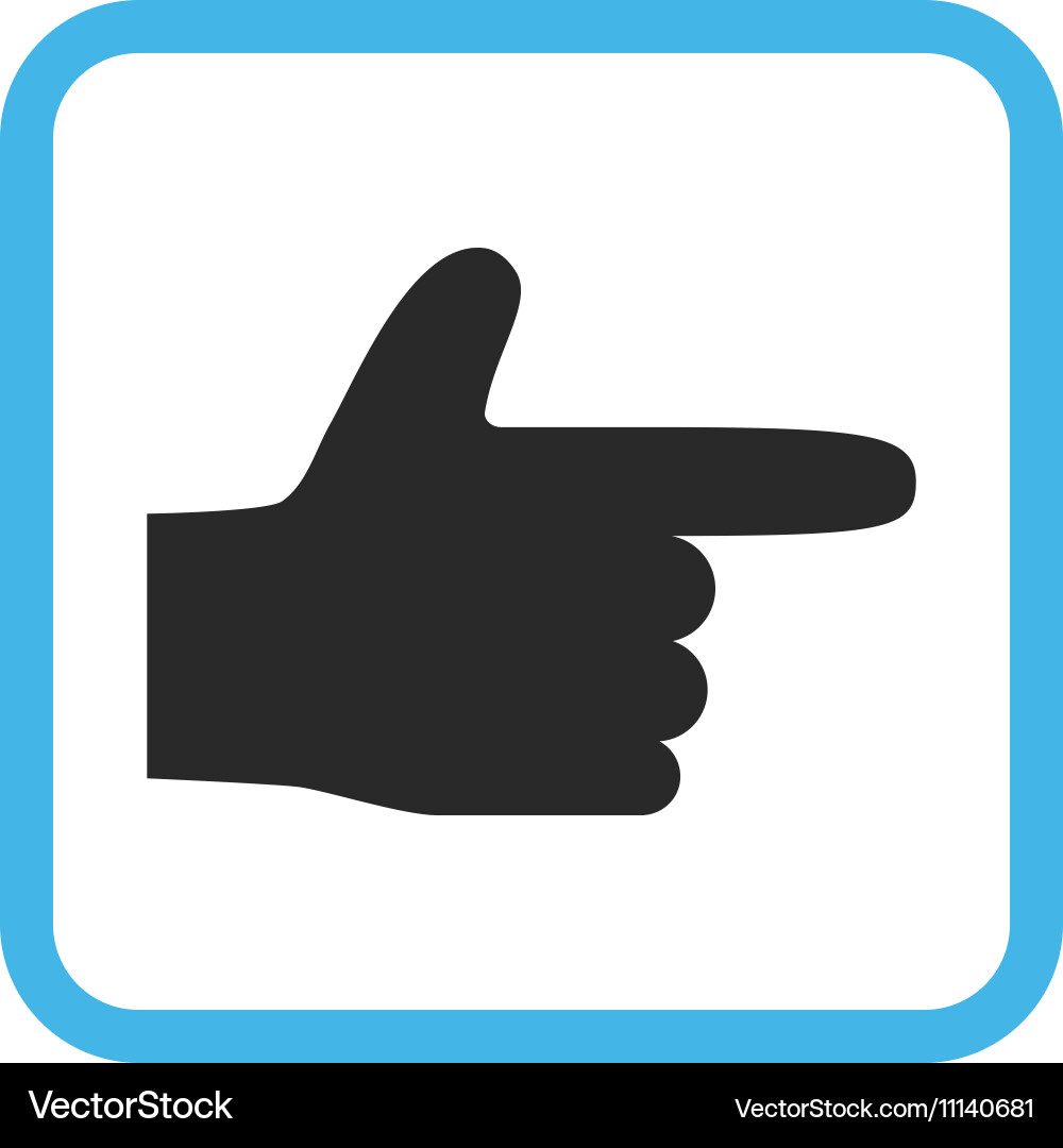 Hand pointer right icon in a frame Royalty Free Vector Image