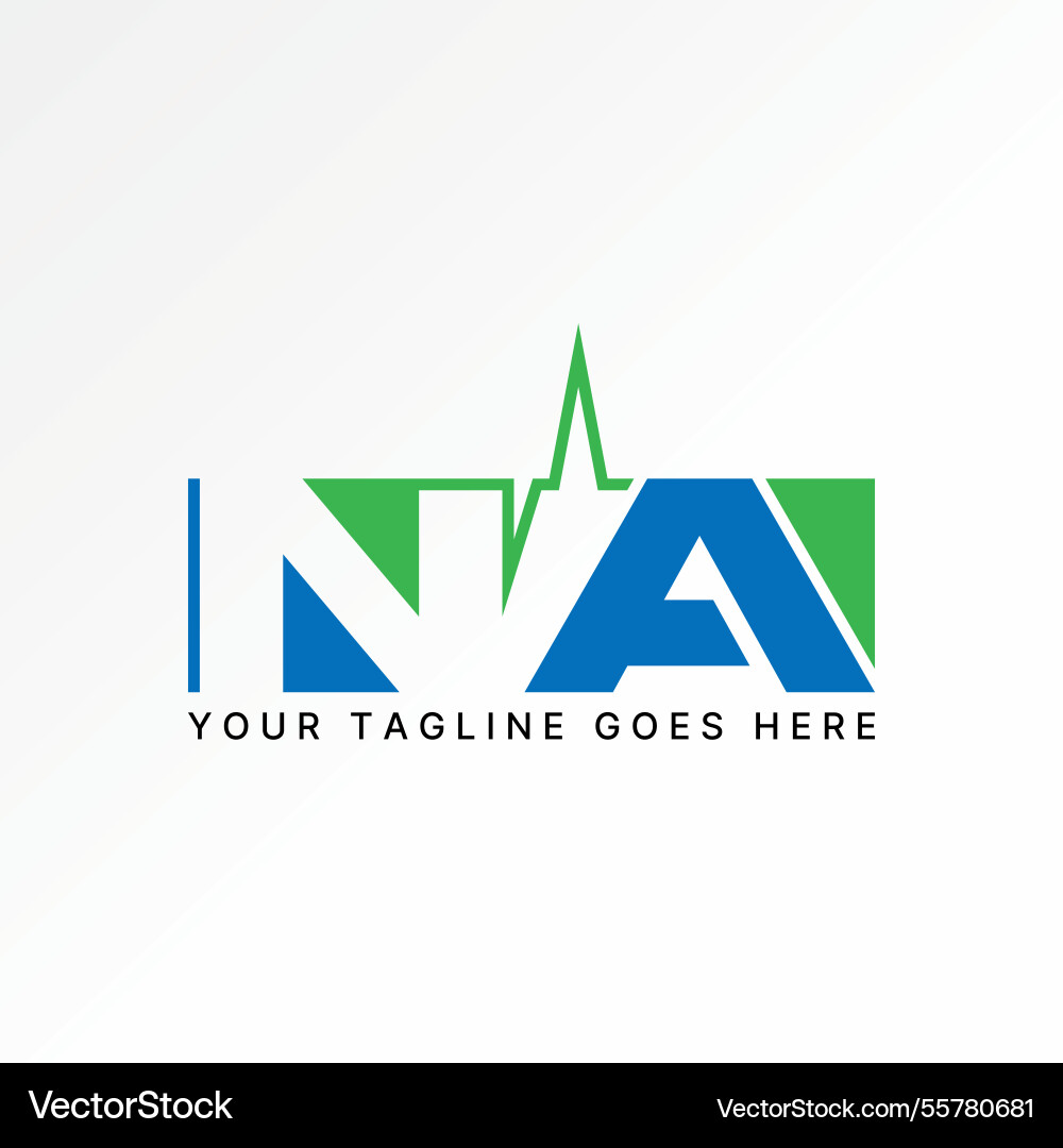 Initial na font negative space frequency health Vector Image