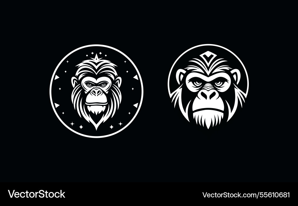 Minimalist orangutan aztec logo concept Royalty Free Vector