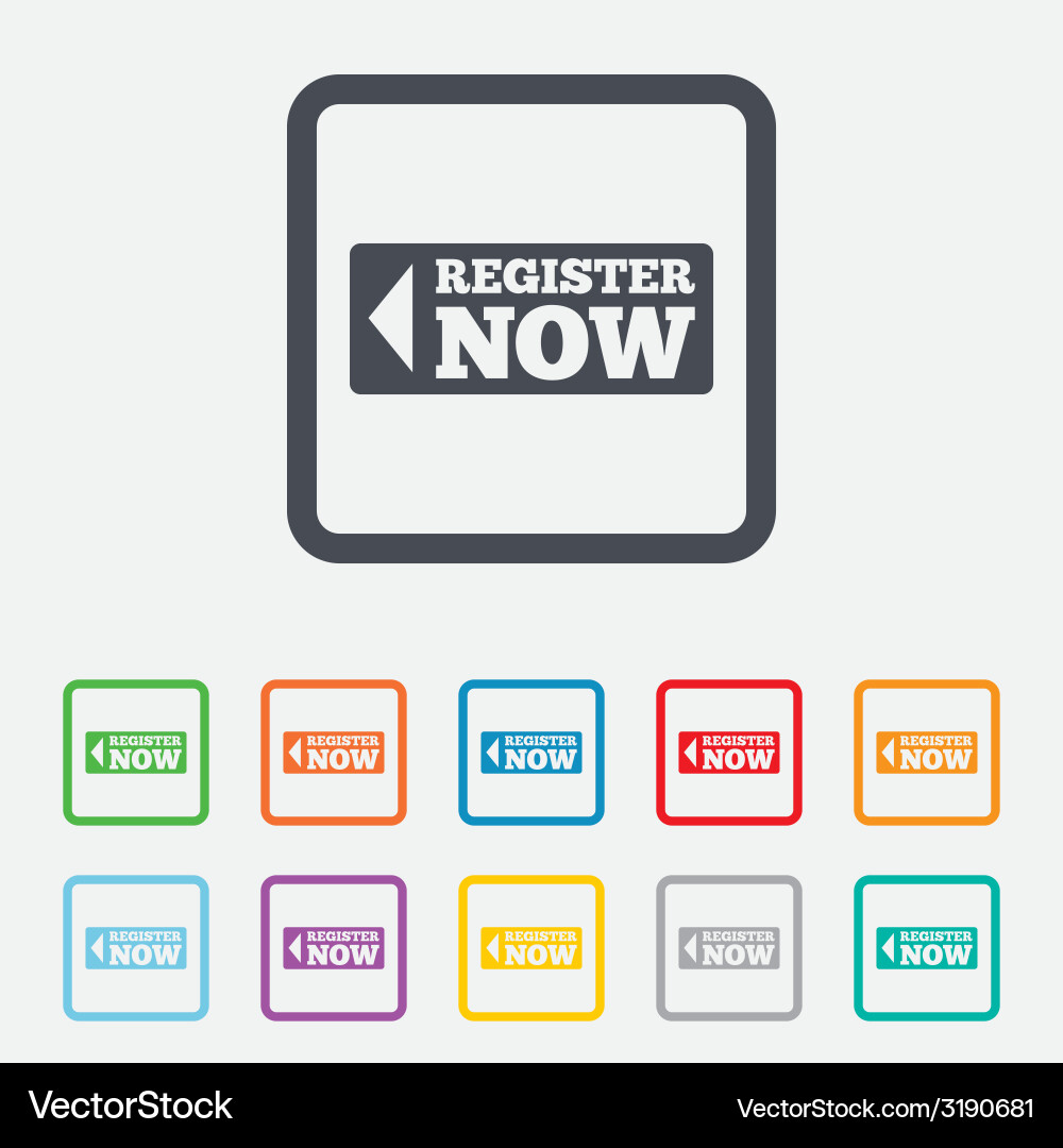 Register now sign icon join button symbol Vector Image