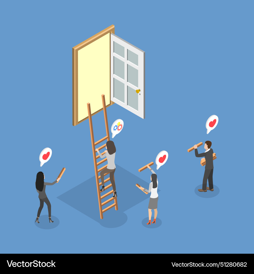 3d isometric flat of ladder Royalty Free Vector Image